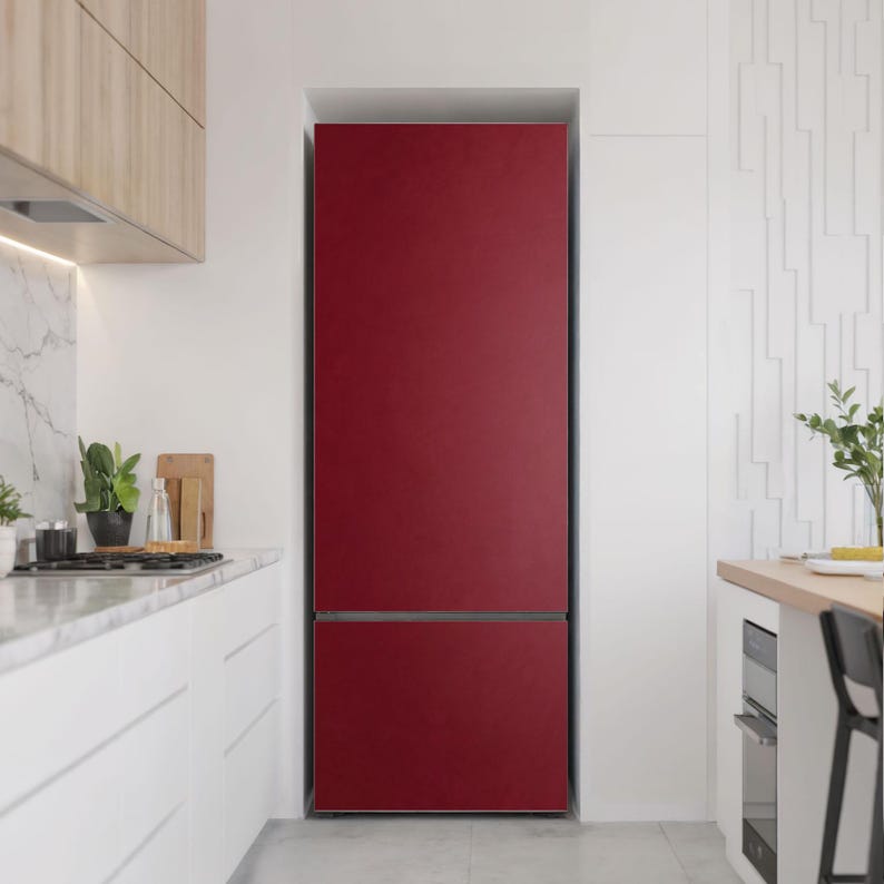 Color: Burgundy Fridge Door Cover, Claret Refrigerator Sticker, Kitchen ...