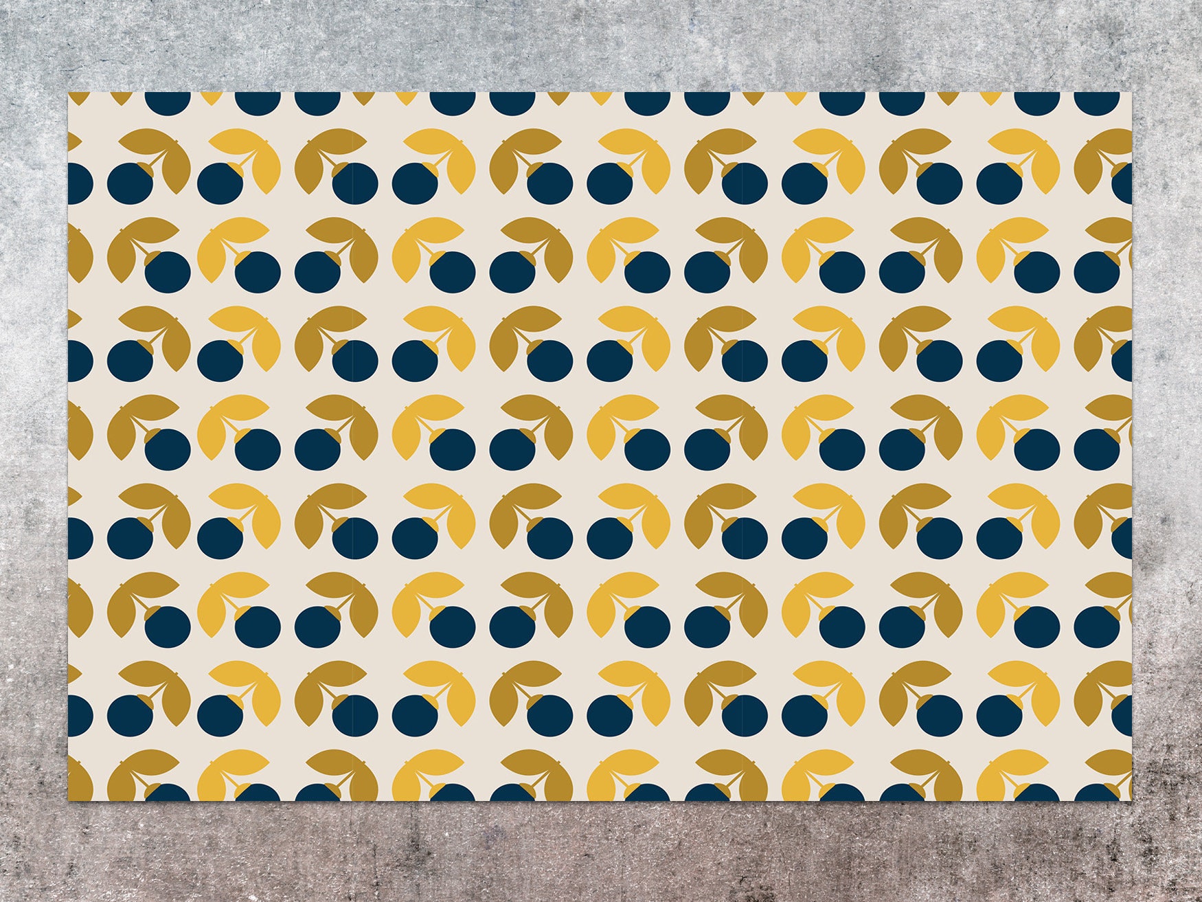 Art Deco Geometric Vinyl Mat Yellow Linoleum Rug Navy Vinyl | Etsy