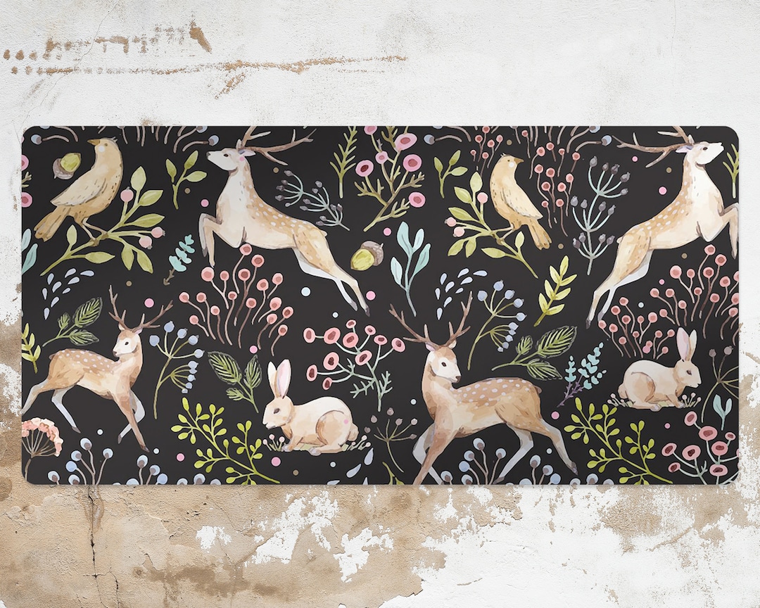 Woodland Animals Desk Pad Black Desk Protector Brown Desk - Etsy UK