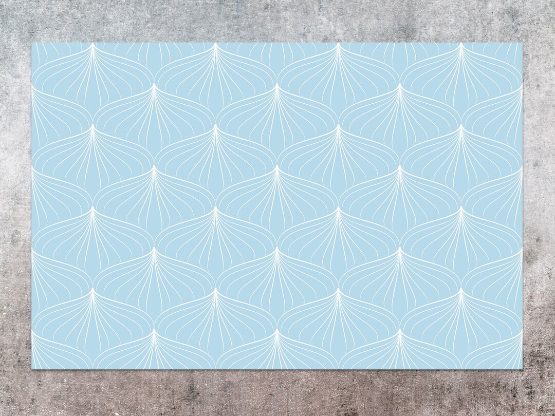 The Art Deco Style Vinyl Mat, Blue Vinyl Floor Mat, White Vinyl Rug ...