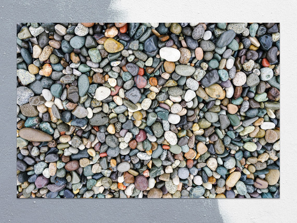 Colorful Scattered Round Stones Vinyl Mat, Blue Vinyl Floor Mat, Gray ...