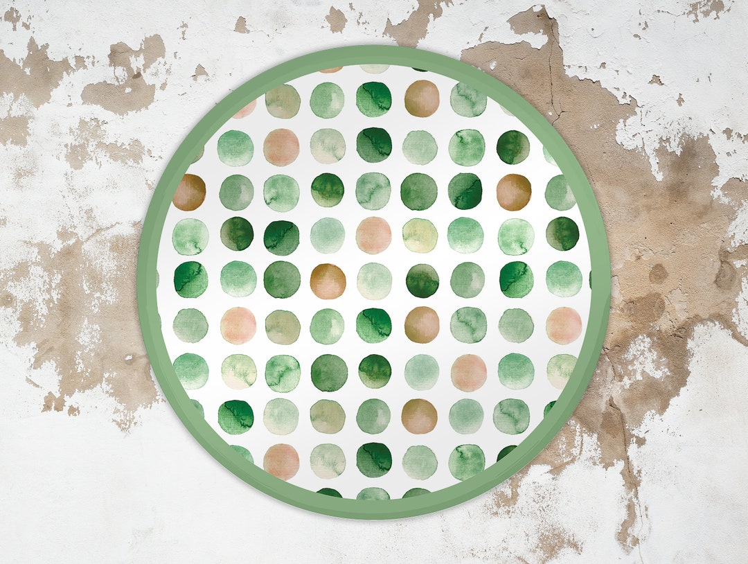 Watwr Vinyl Floor Mat, Round Vinyl Mat, Polka Dot Vinyl Mat, Green and ...