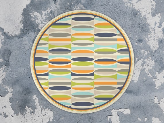 Ovalo Round Rug Round Vinyl Mat Geometric Vinyl Floor Mat - Etsy