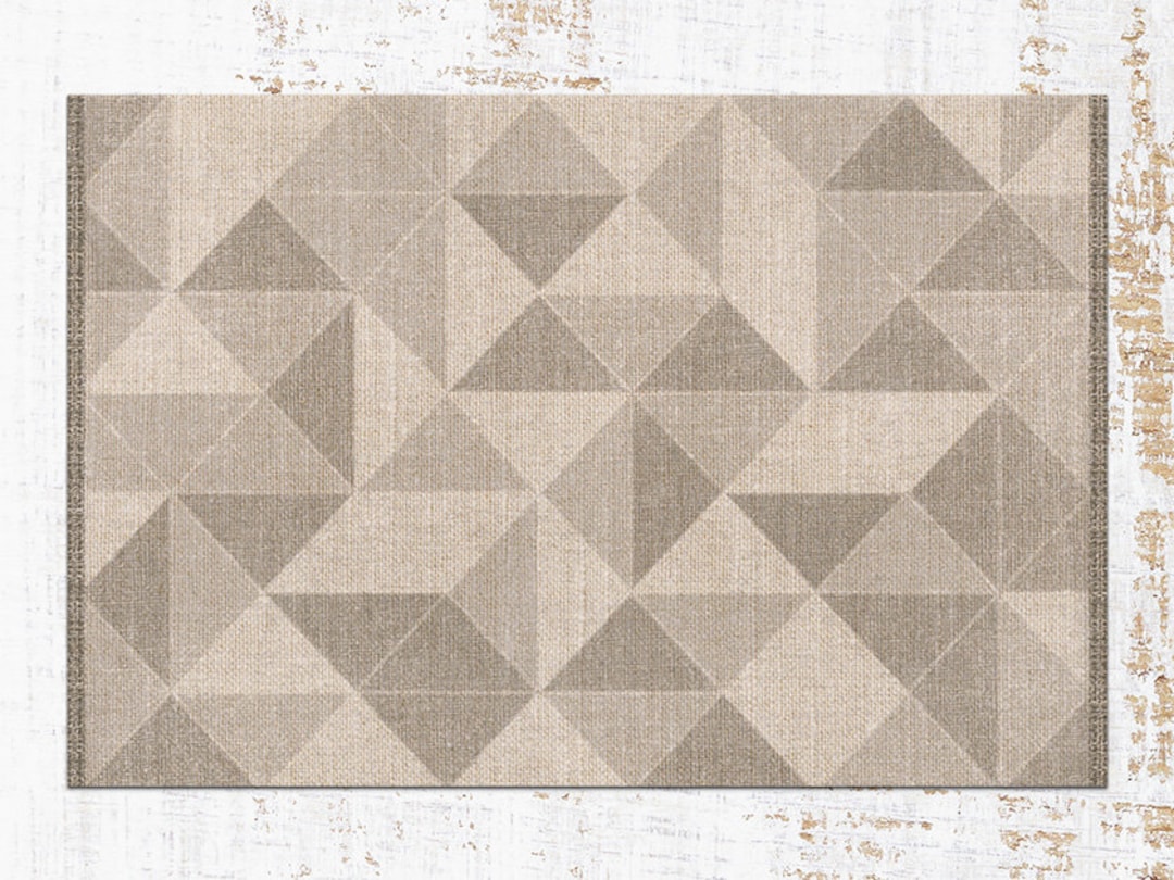 Carpet Triangles Vinyl Mat, Beige Vinyl Floor Mat, Brown Vinyl Rug ...