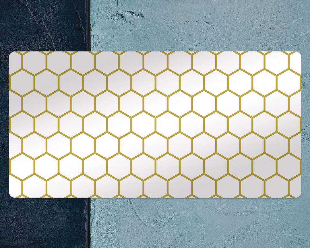 Gold Geometric Hipster Desk Pad, Gold Desk Protector, White Desk ...