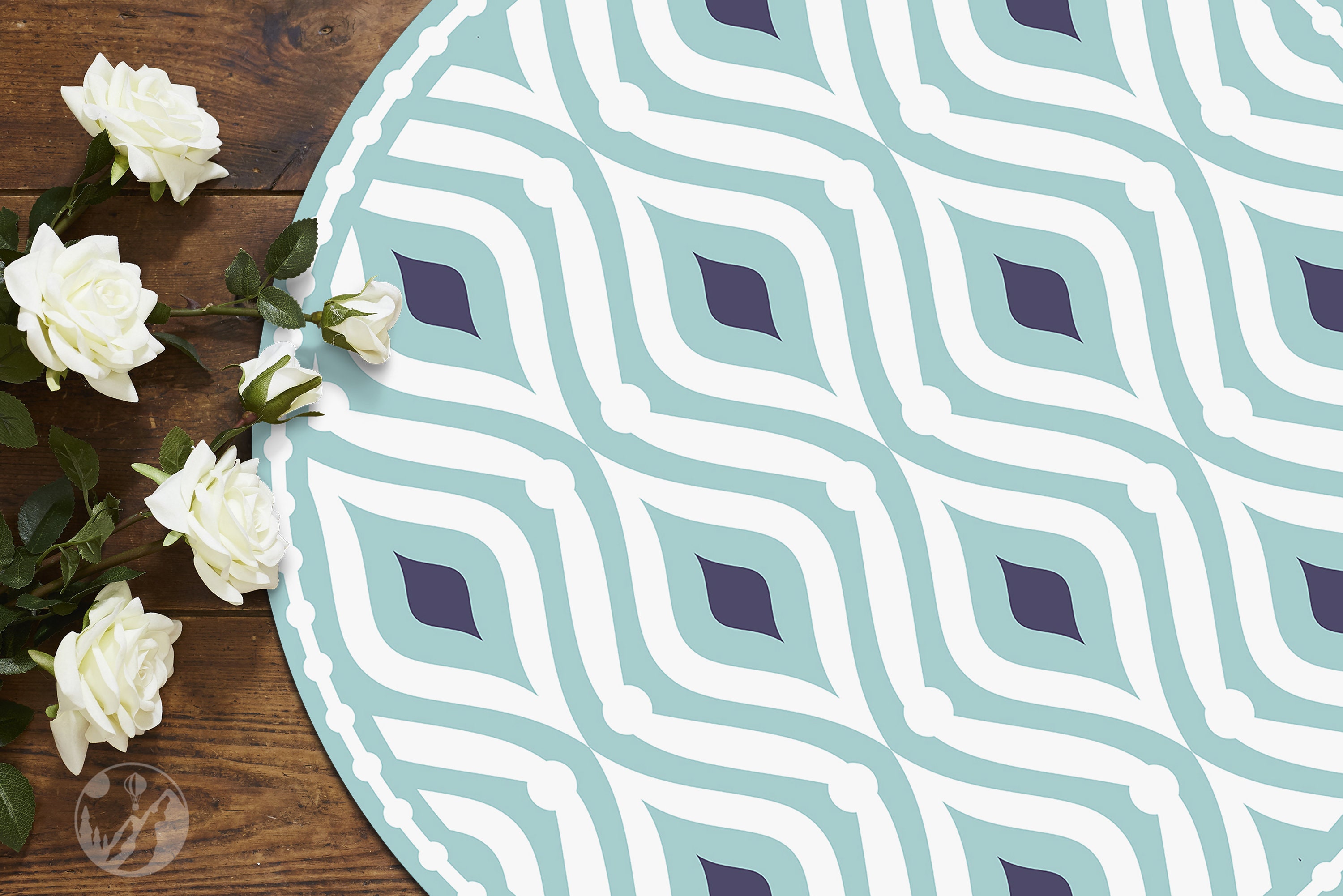 Wave Round Rug Round Vinyl Mat Geometric Vinyl Floor Mat | Etsy