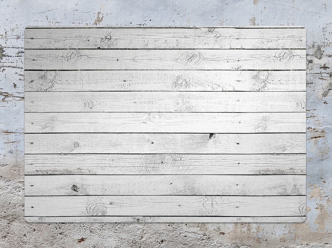 Wooden Wall Chair Mat, White Splat Mat, Gray Vinyl Floor Mat, Rustic ...