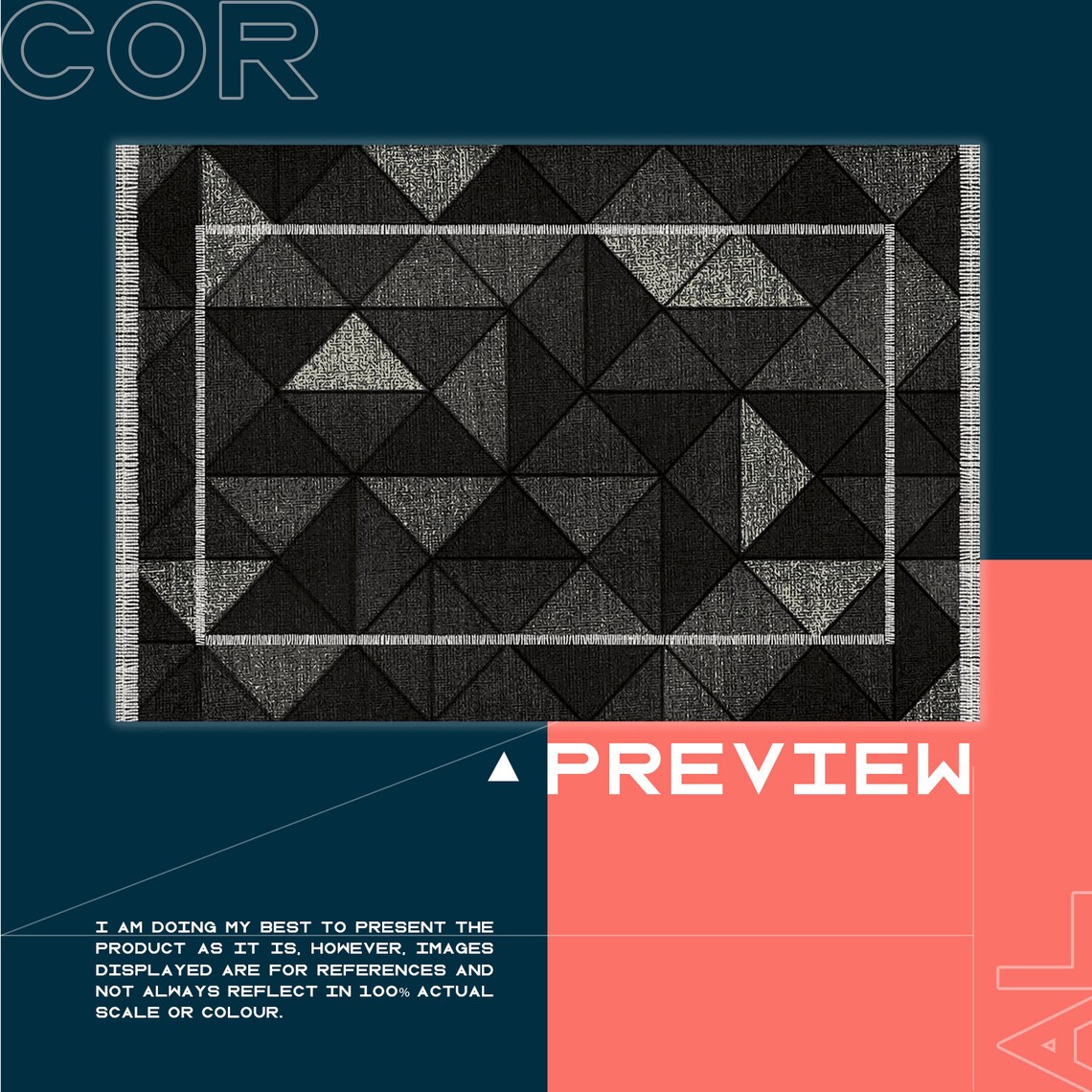 Carpet Triangles Dark Gray Vinyl Mat, Black Linoleum Rug, Gray Vinyl ...