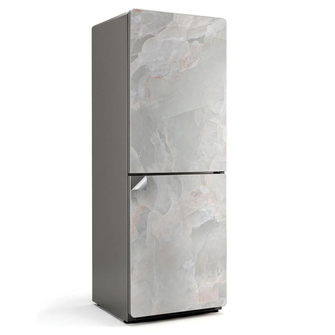 Marble Pattern With Veins Fridge Wrap Sticker, Gray Refrigerator Wrap ...