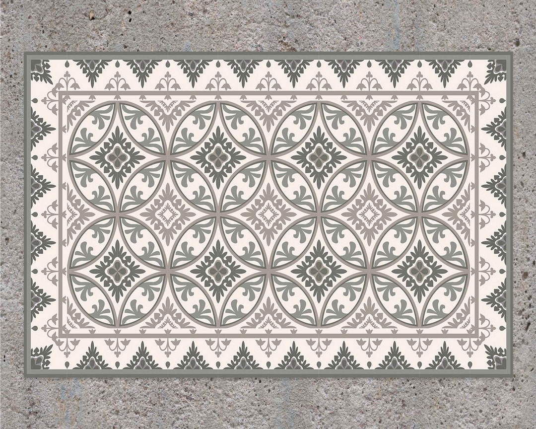 Lacy Pattern of Circles Decorative Vinyl Floor Mat, Tile Vinyl Mat ...