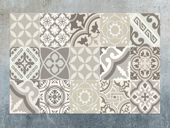 Eclectic Gothic Beige Vinyl Mat Beige Linoleum Rug White | Etsy