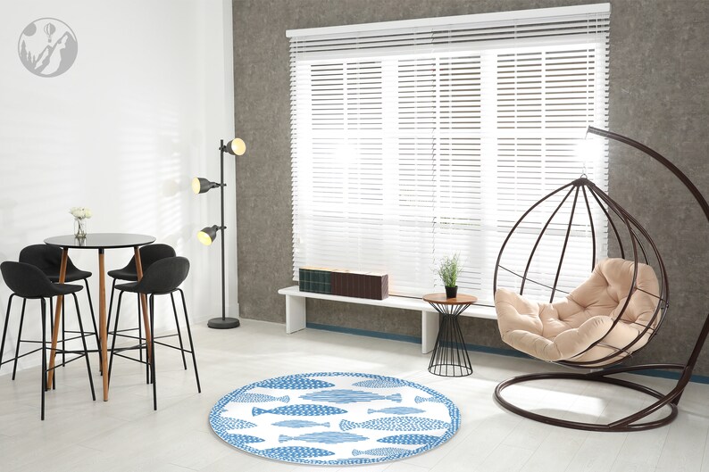 Shoal Vinyl Floor Mat Round Vinyl Mat Fish Vinyl Mat Blue - Etsy