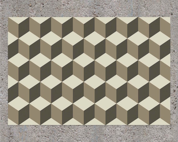 Olive Optical Illusion Vinyl Floor Mat Geometric Vinyl Mat | Etsy