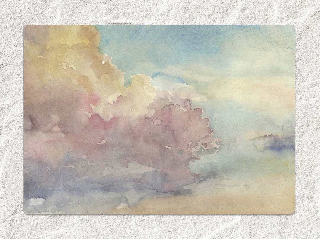 Watercolor Sunset Sky Chair Mat, Purple Splat Mat, Beige Vinyl Floor ...