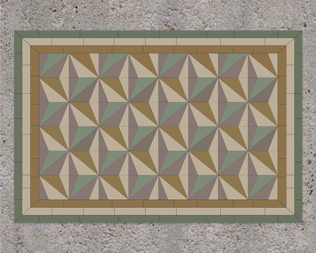 Grunge Three Dimensional Vinyl Floor Mat, Geometric Vinyl Mat, Green ...