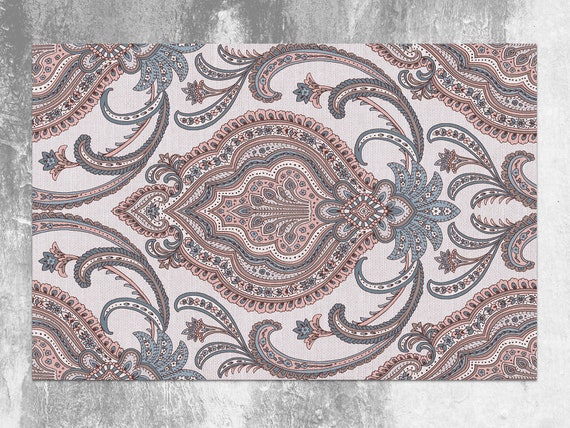 Rose Retro Vinyl Mat Purple Linoleum Rug Pink Vinyl Floor | Etsy