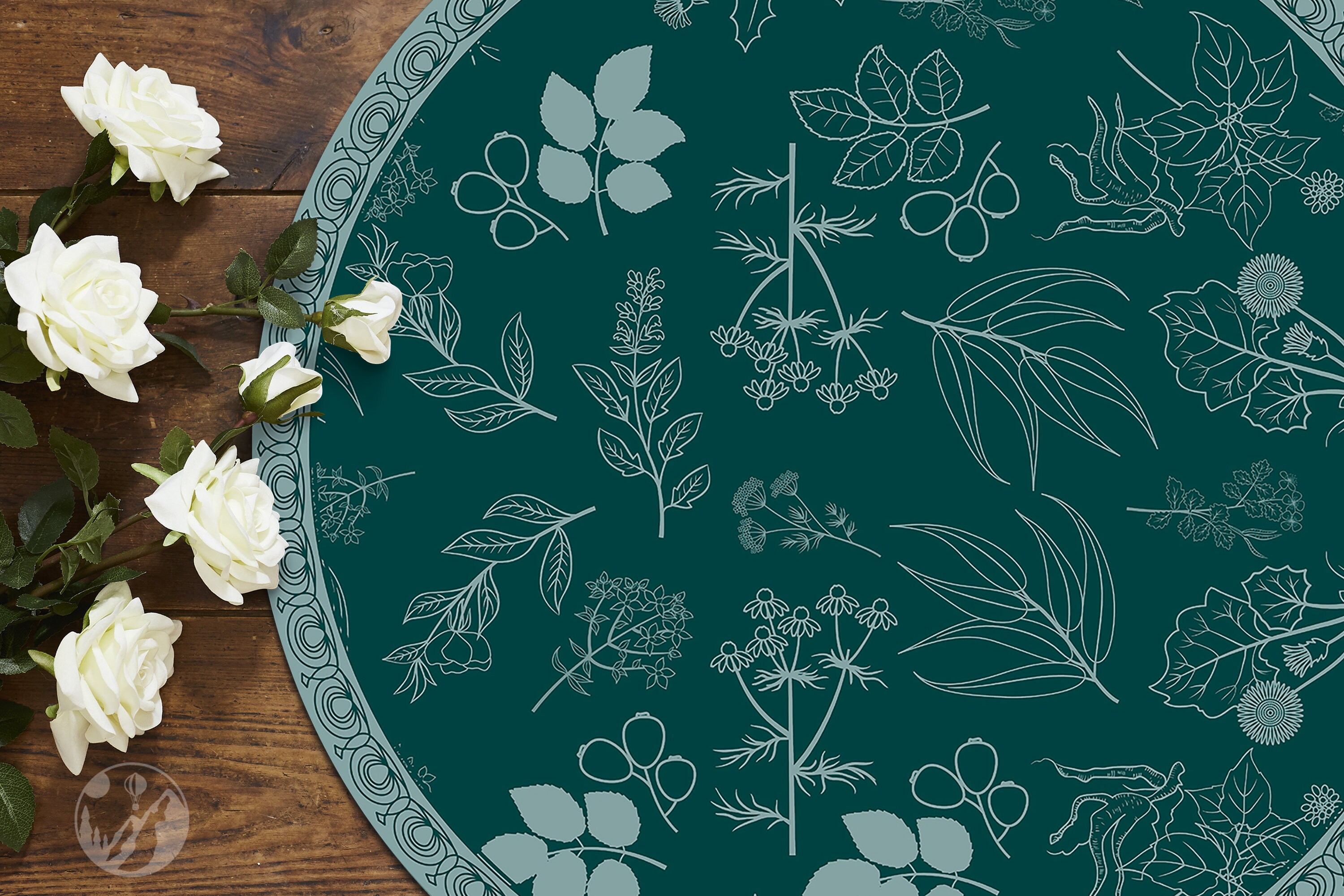 Botany Round Rug Round Vinyl Mat Plants Vinyl Floor Mat - Etsy