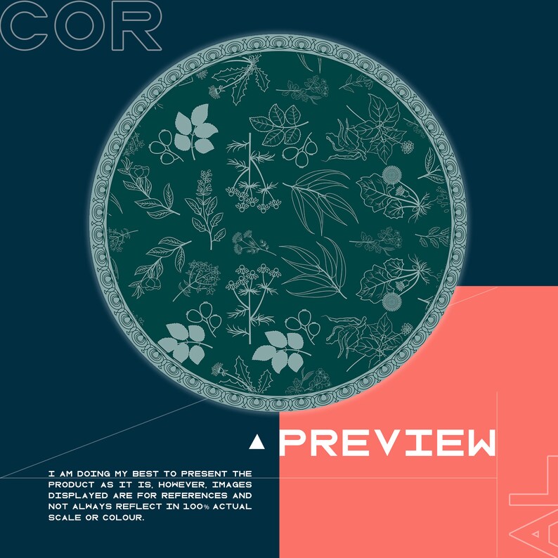 Botany Round Rug Round Vinyl Mat Plants Vinyl Floor Mat - Etsy