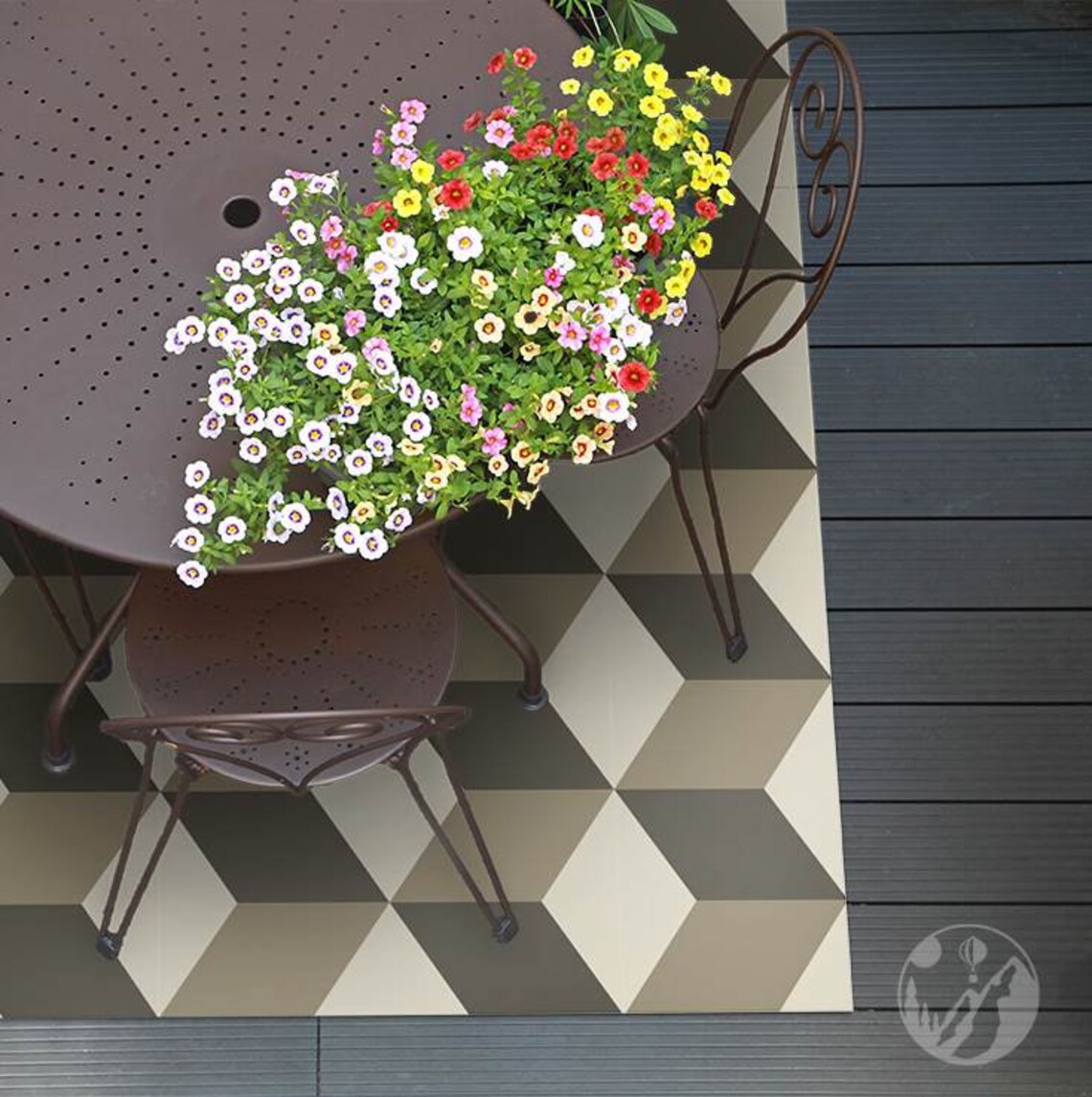 Olive Optical Illusion Vinyl Floor Mat Geometric Vinyl Mat | Etsy