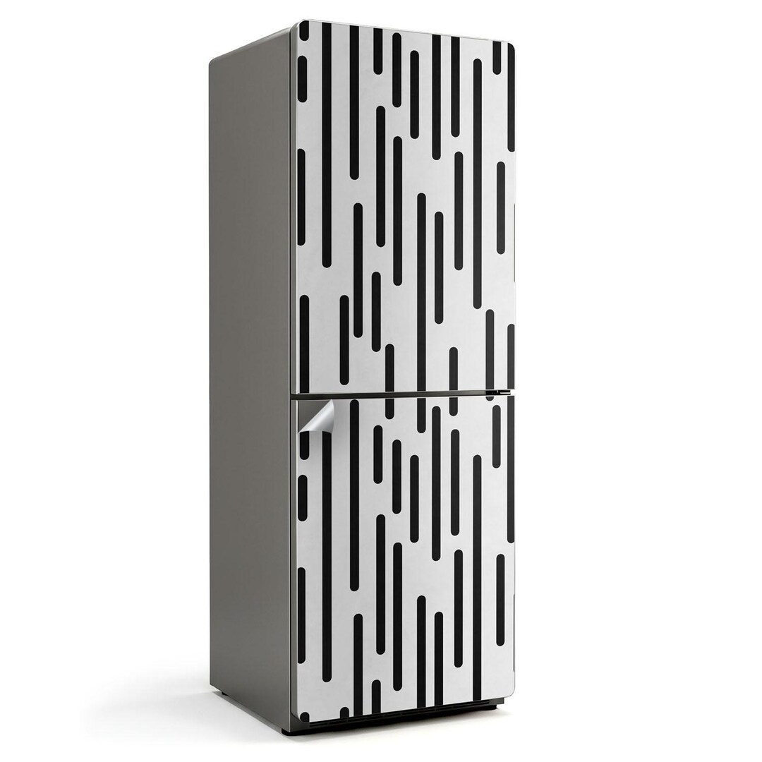 Vertical Lines in Motion Refrigerator Decal, Black Fridge Wrap Sticker ...