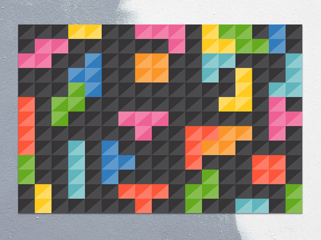 Colorful Tetris Game Vinyl Mat, Blue Vinyl Floor Mat, Orange Vinyl Rug ...