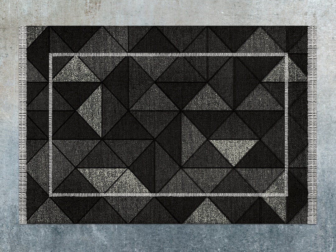 Carpet Triangles Dark Gray Vinyl Mat, Black Linoleum Rug, Gray Vinyl ...