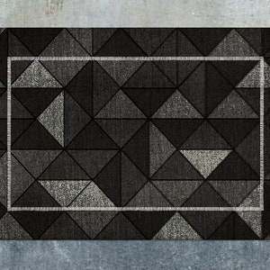 Carpet Triangles Dark Gray Vinyl Mat, Black Linoleum Rug, Gray Vinyl ...