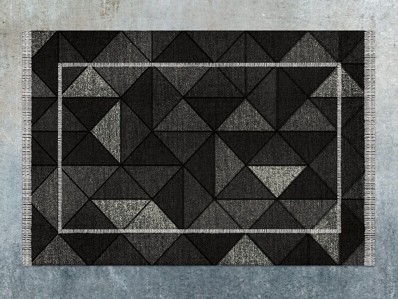Carpet Triangles Dark Gray Vinyl Mat Black Linoleum Rug Gray - Etsy