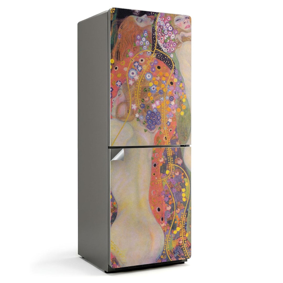 Water Snakes by Gustav Klimt Fridge Door Cover, Pink Refrigerator ...