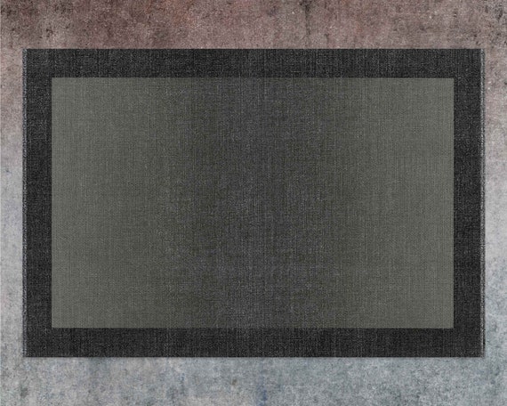 Fabric Texture Dark Gray Frame Vinyl Rug Minimalist Vinyl | Etsy