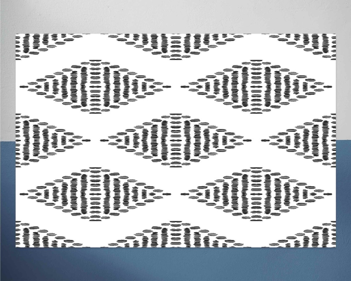 White and Black Diamond Vinyl Floor Mat Geometric Vinyl Floor - Etsy