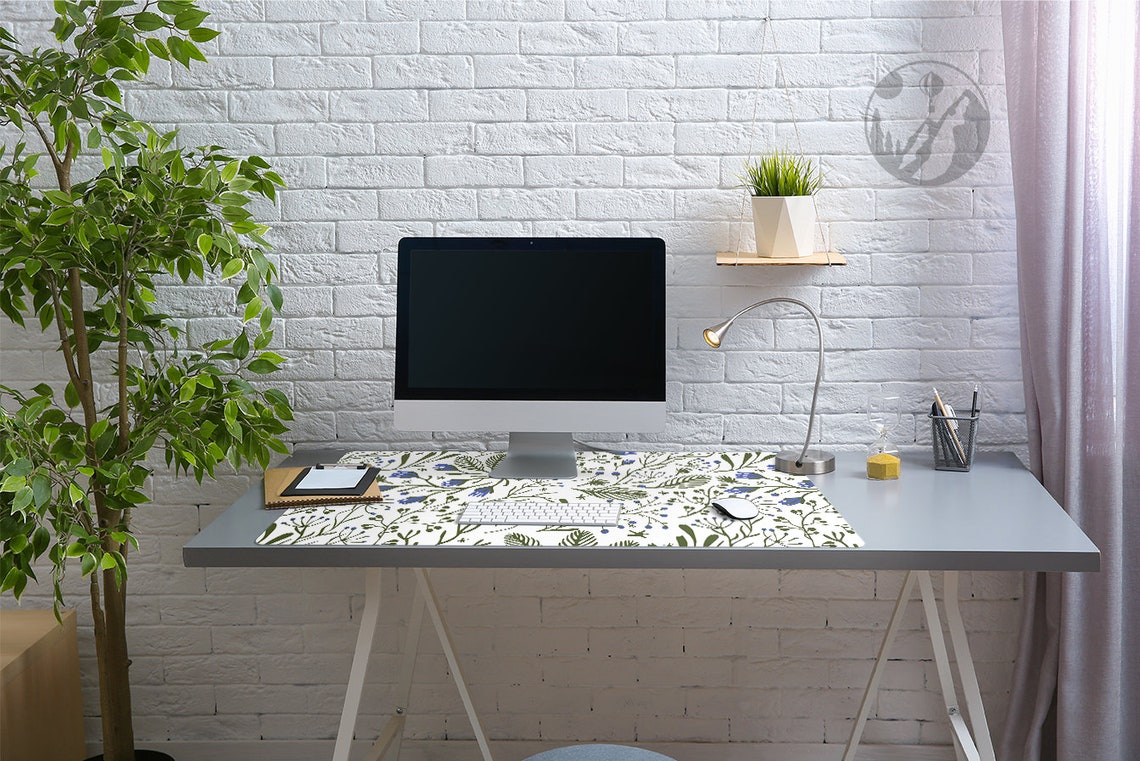 Green Composition Desk Pad Green Keyboard Mat Blue Desk | Etsy