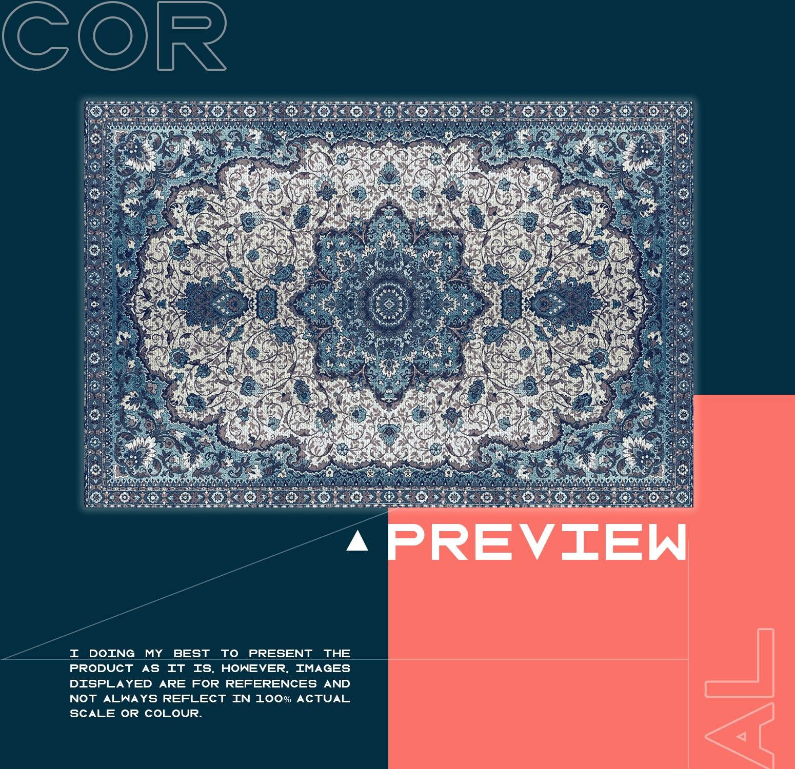 Floral Royal Blue Persian Vinyl Rug Vintage Vinyl Mat Blue - Etsy