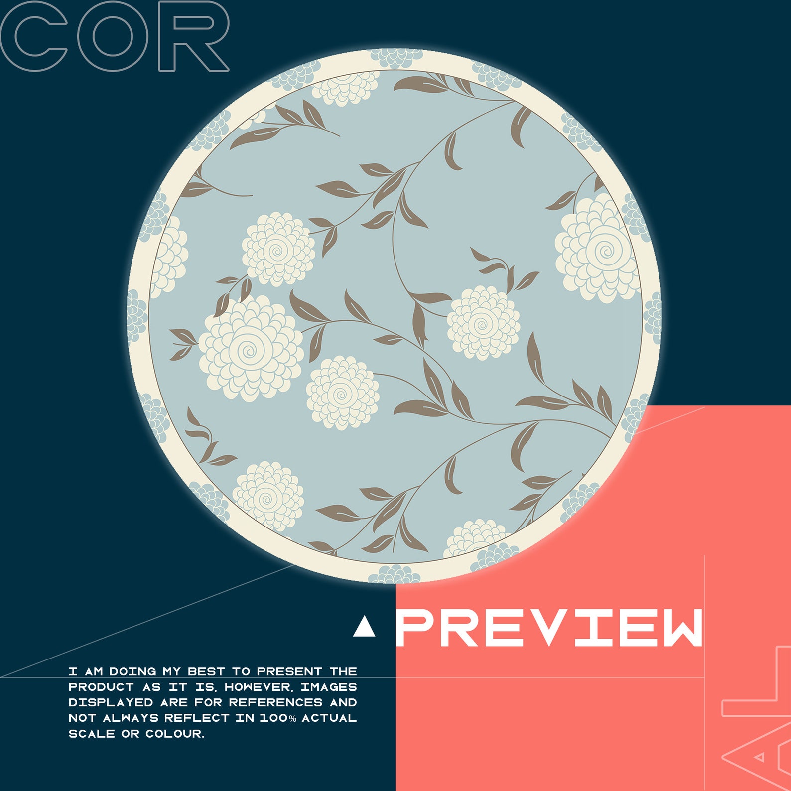 Heirloom Vinyl Floor Mat Round Vinyl Mat Flowery Vinyl Mat | Etsy