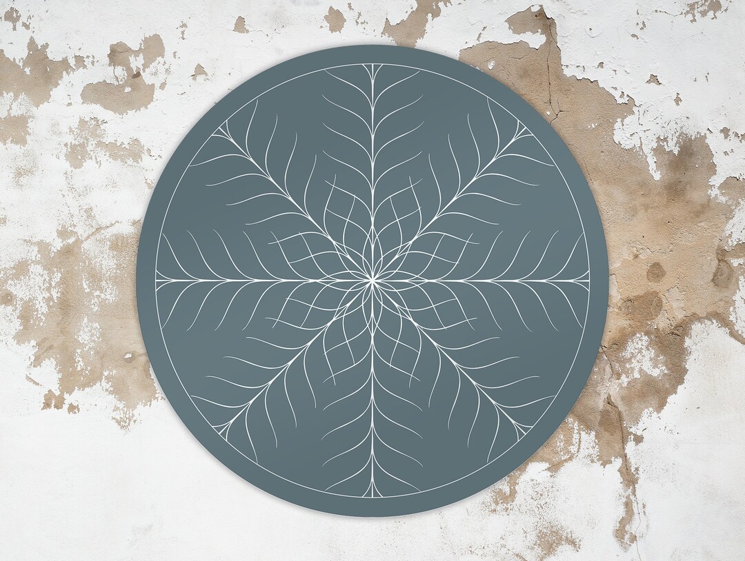 Curve Vinyl Floor Mat, Round Vinyl Mat, Ornament Vinyl Mat, Blue and ...