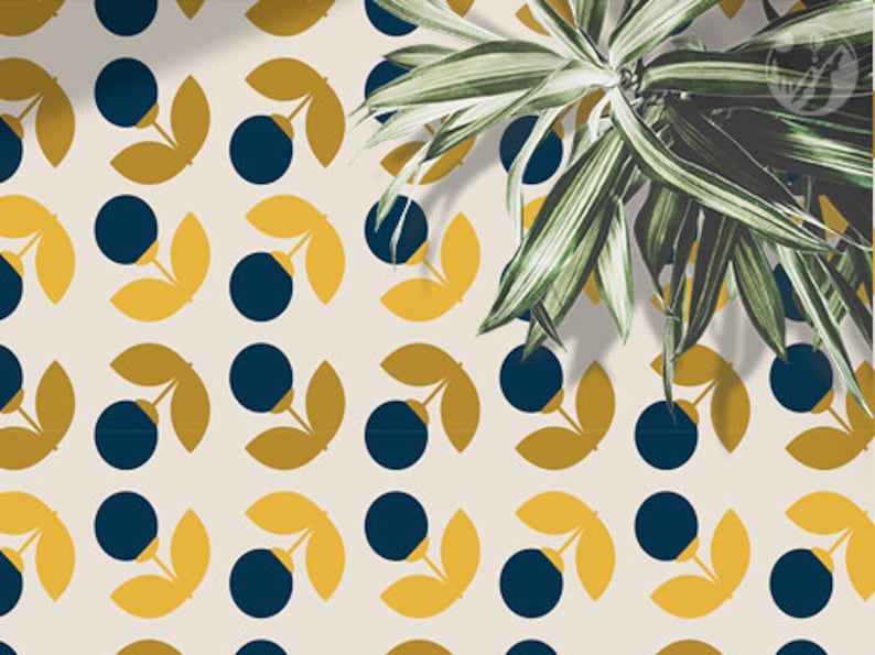 Art Deco Geometric Vinyl Mat Yellow Linoleum Rug Navy Vinyl | Etsy