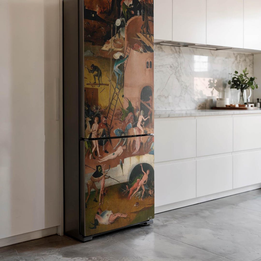 Hieronymus Bosch Hell Fridge Wrap Sticker, Red Refrigerator Wrap ...