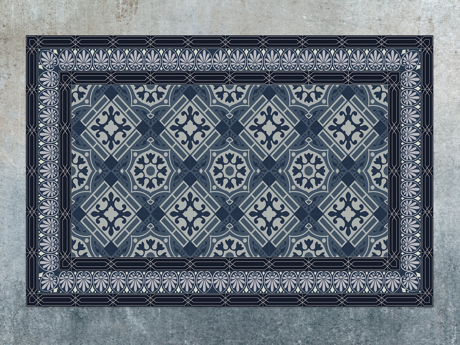 Meticulous Arabic Rug Vinyl Mat Blue Linoleum Rug Navy Vinyl - Etsy