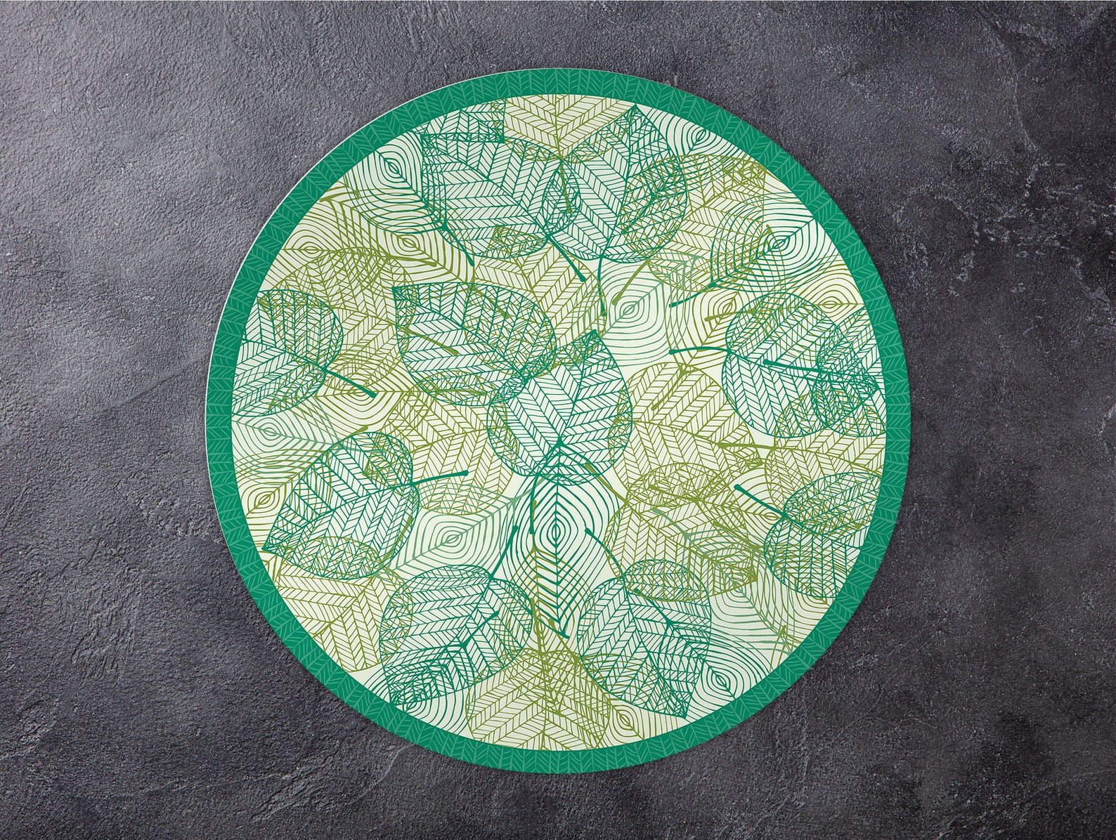 Leaf Vinyl Mat Round Vinyl Mat Plants Round Rug Green and - Etsy