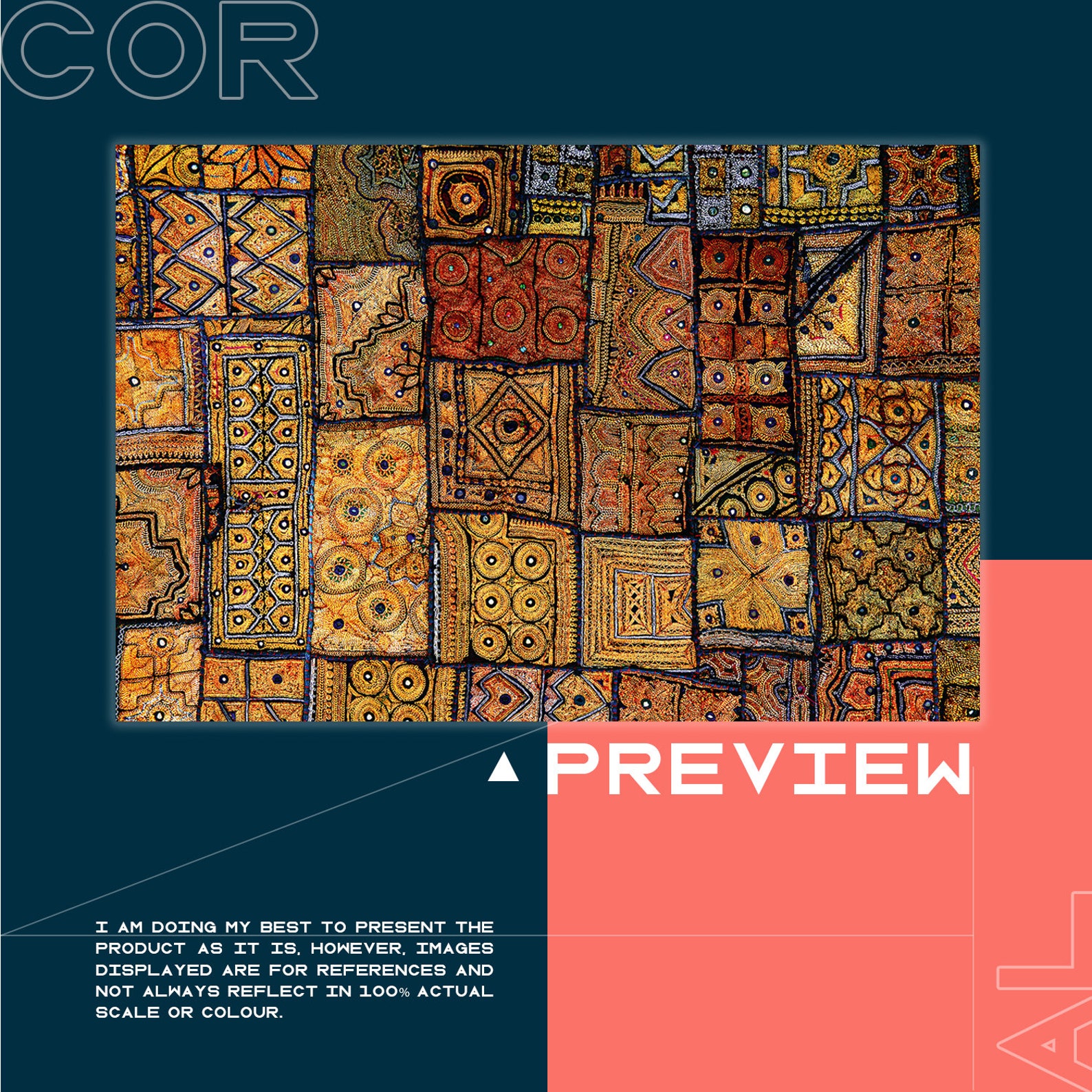 Indian Patchwork Vinyl Mat Yellow Linoleum Rug Orange Vinyl | Etsy