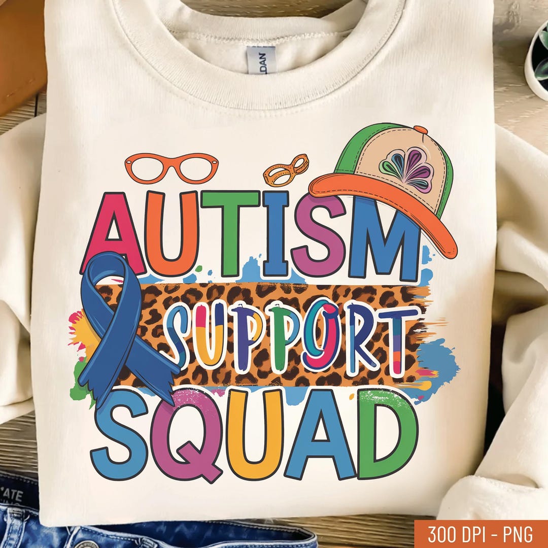 Autism Support Squad Png Sublimation Design Download, Autism Awareness ...
