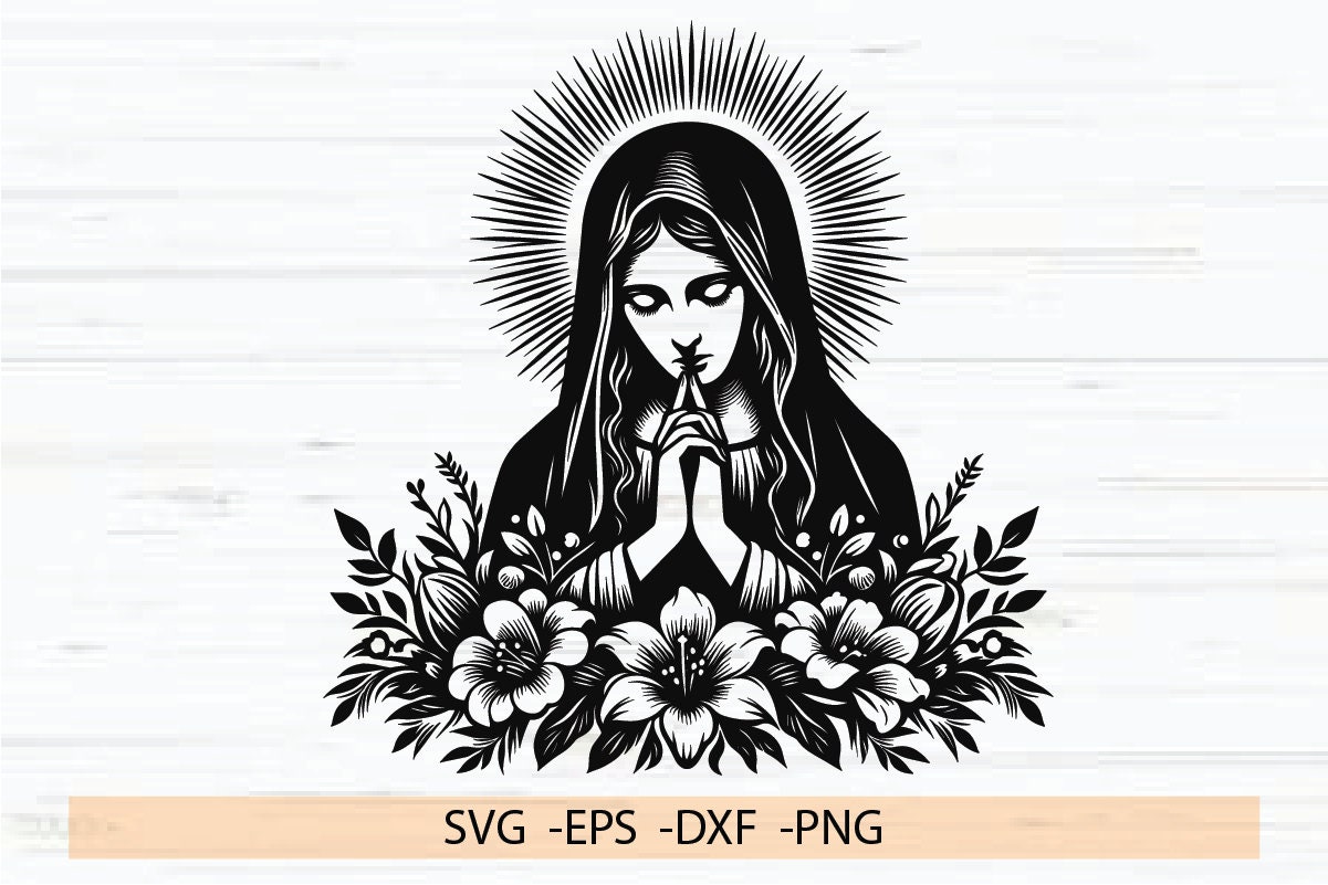 Virgin Mary Black And White Clip Art