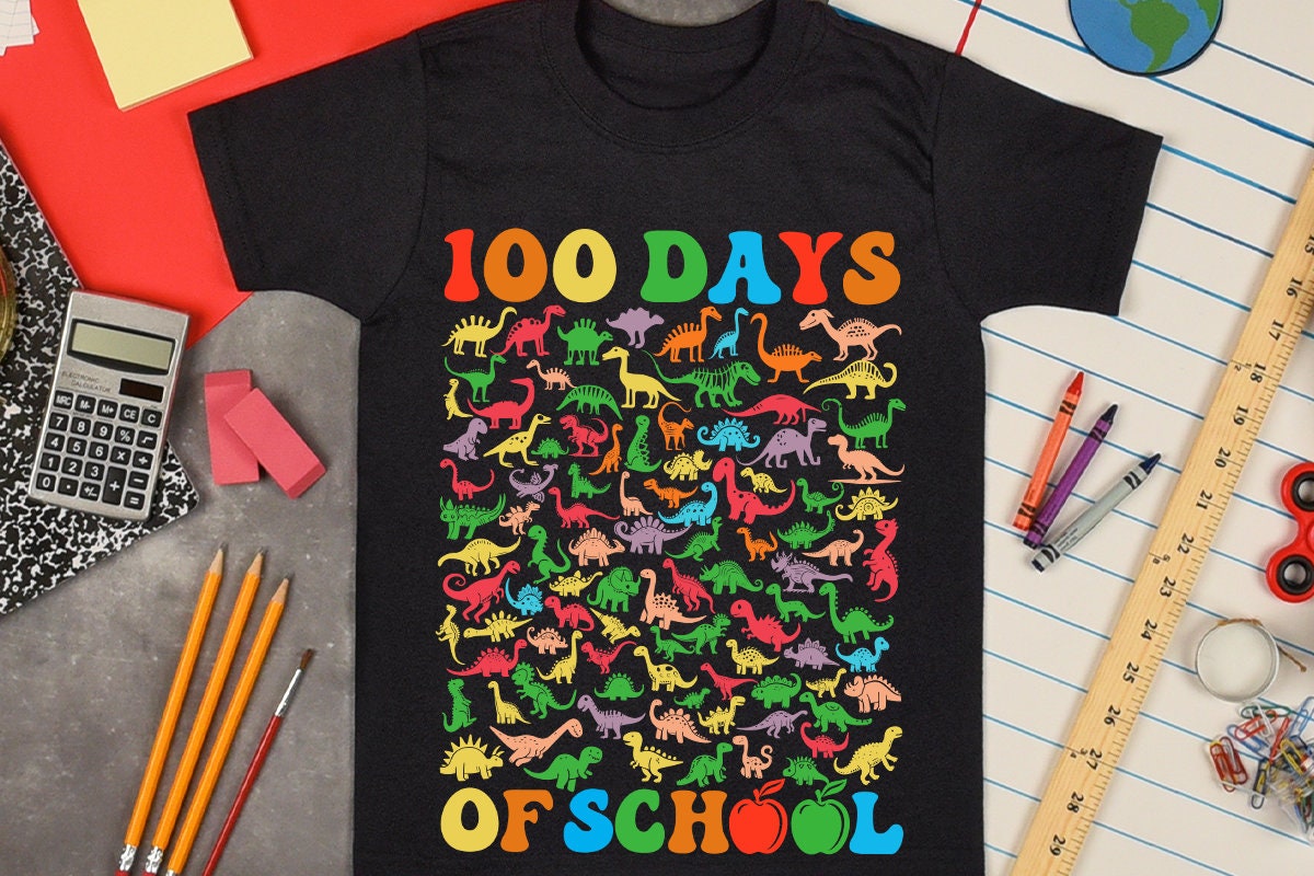 100 Days of School 100th Day Dino Dinosaur Kids Svg, Bundle 100th Days ...