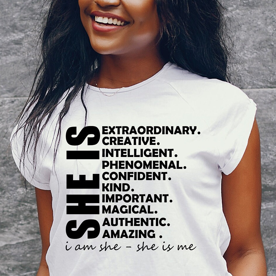 Woman Affirmation SVG She Is, I Am She Svg, She Motivates Inspires ...