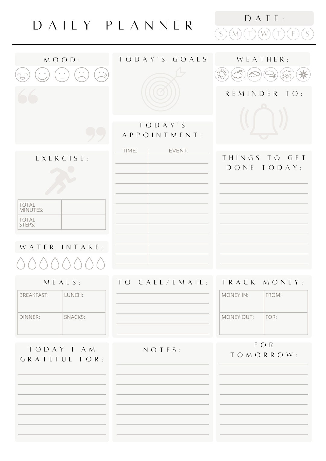 Daily Agenda & Weekly Planner Printable, Digital Download Bundle - Etsy