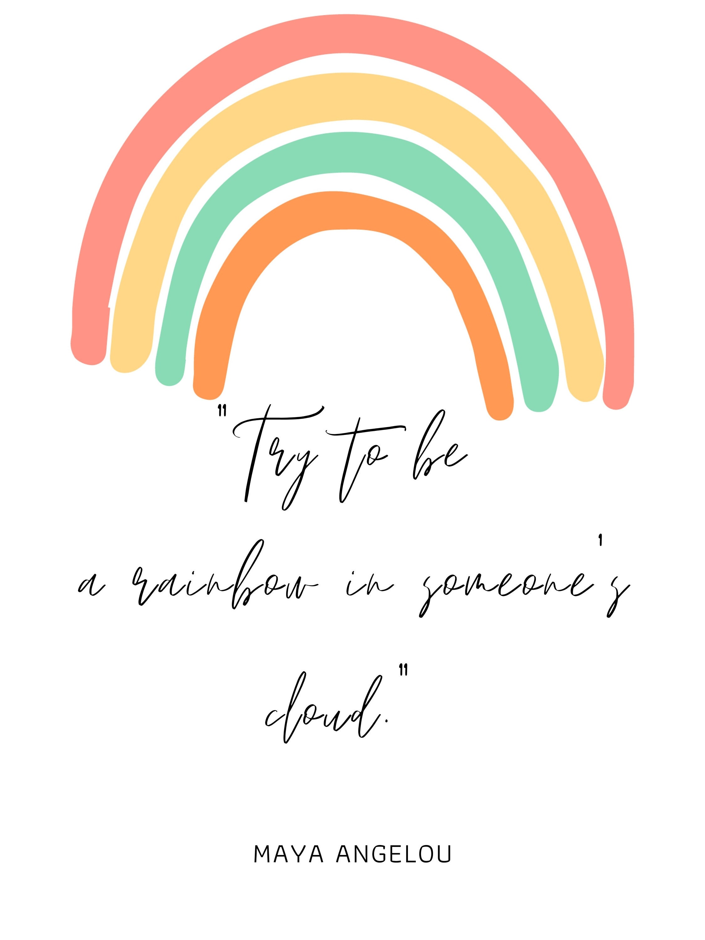 Literary Quote Digital Download, Maya Angelou Rainbow Quote, Digital ...