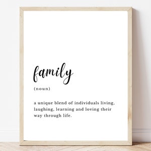Family Definition Digital Download, Digital Print, Family Wall Art - Etsy