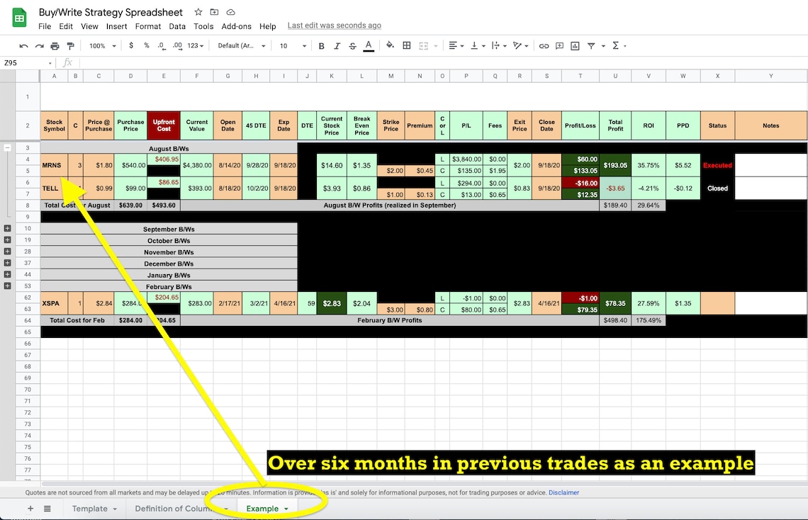 Buy/write Strategy Spreadsheet - Etsy