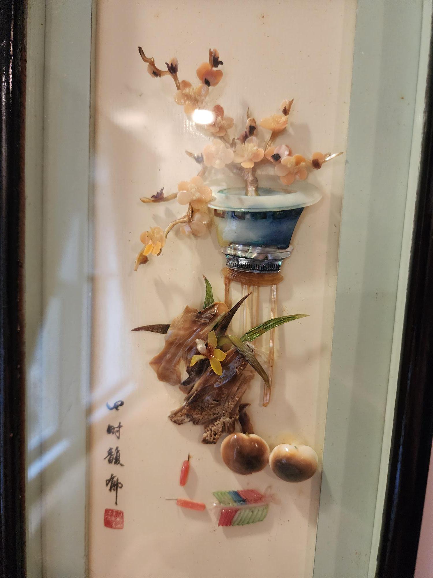 Vintage Asian Shell Art Panels: Birds & Flowers Mother of Pearl Decor ...