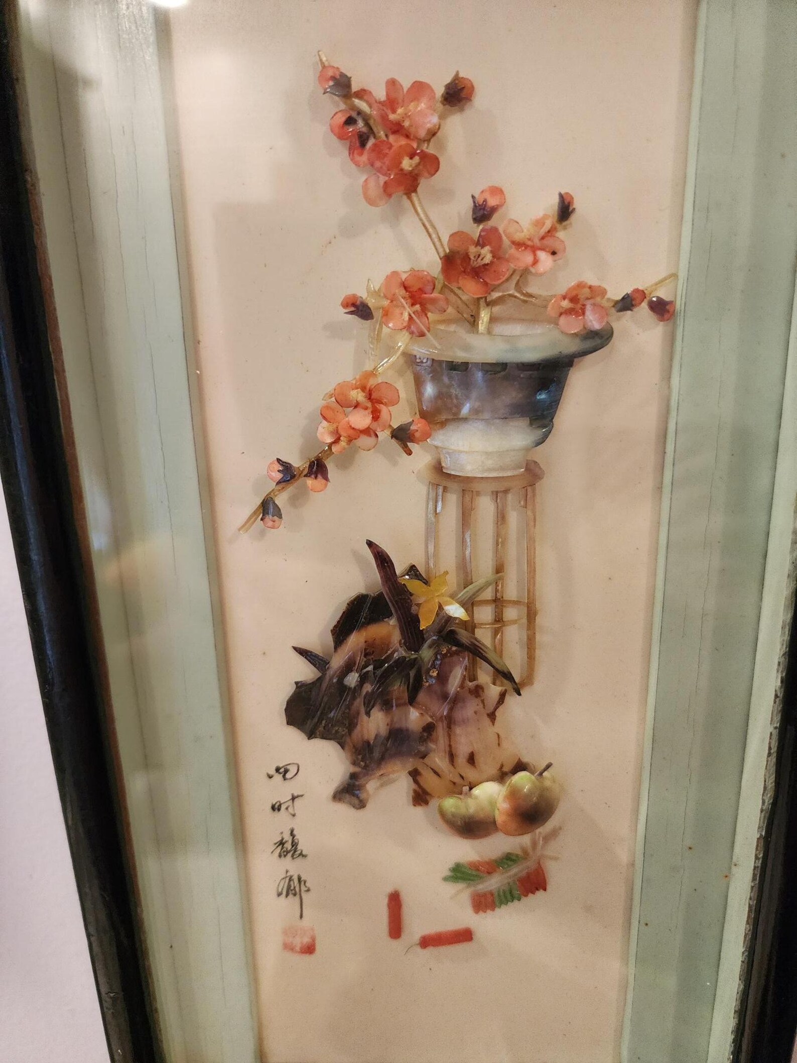 Vintage Asian Shell Art Panels: Birds & Flowers Mother of Pearl Decor ...